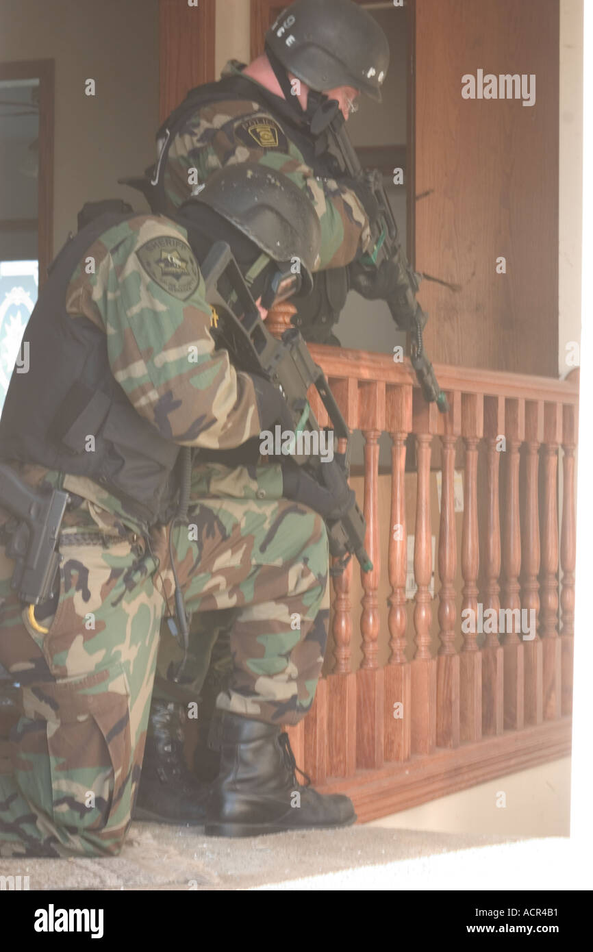 SWAT training. Local law enforcement agencies train together to handle ...