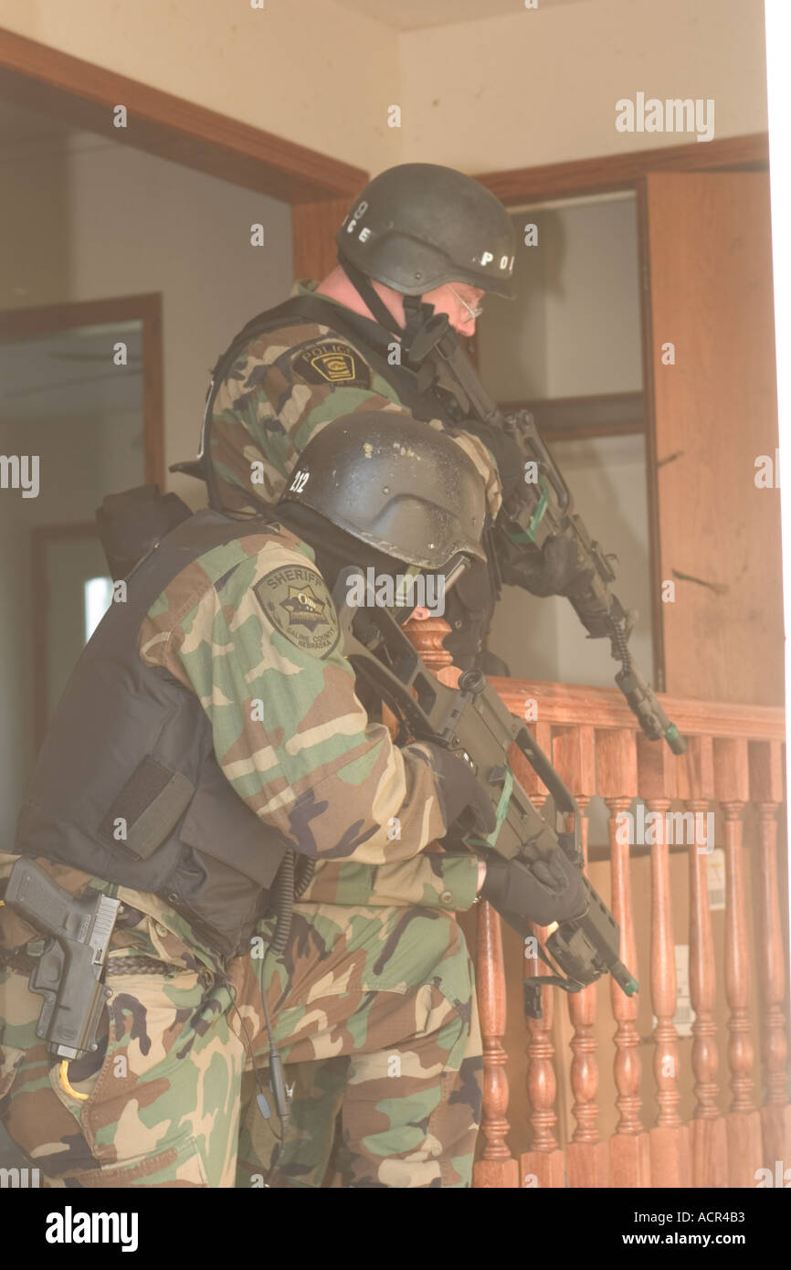 SWAT training. Local law enforcement agencies train together to handle ...