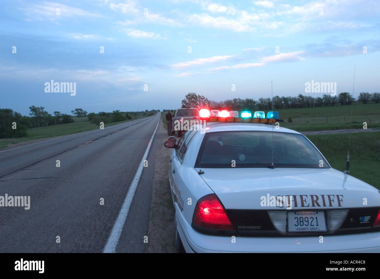 Police conducting traffic stop. Deputy sheriff making traffic stop on ...