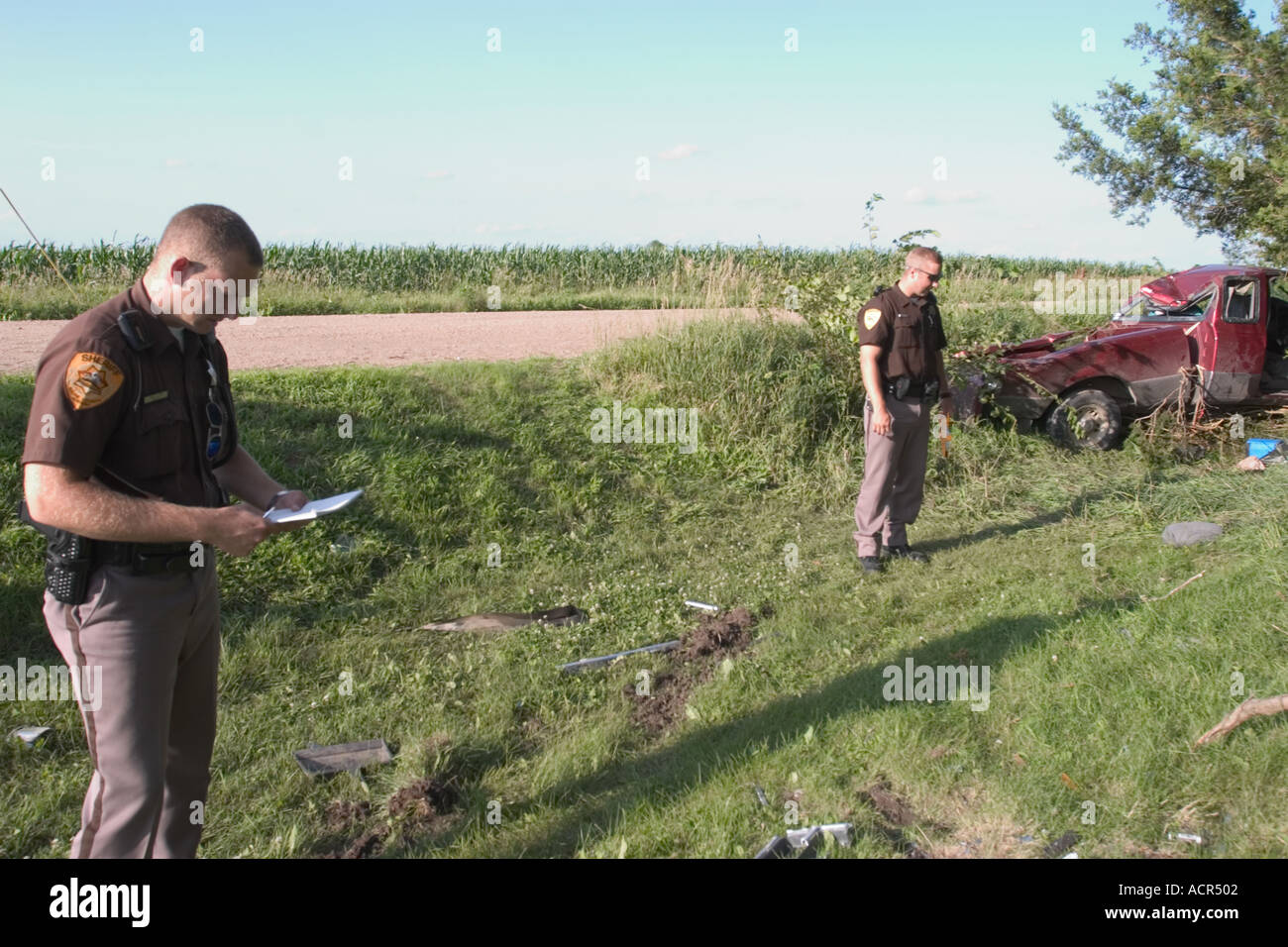Deputy Sheriffs At The Scene Of A Traffic Accident Saline County