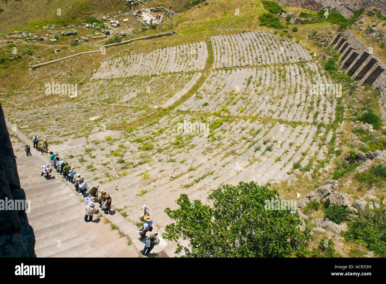 Antique theater in Acropolis of Pergamon Pergamum Bergama Western ...