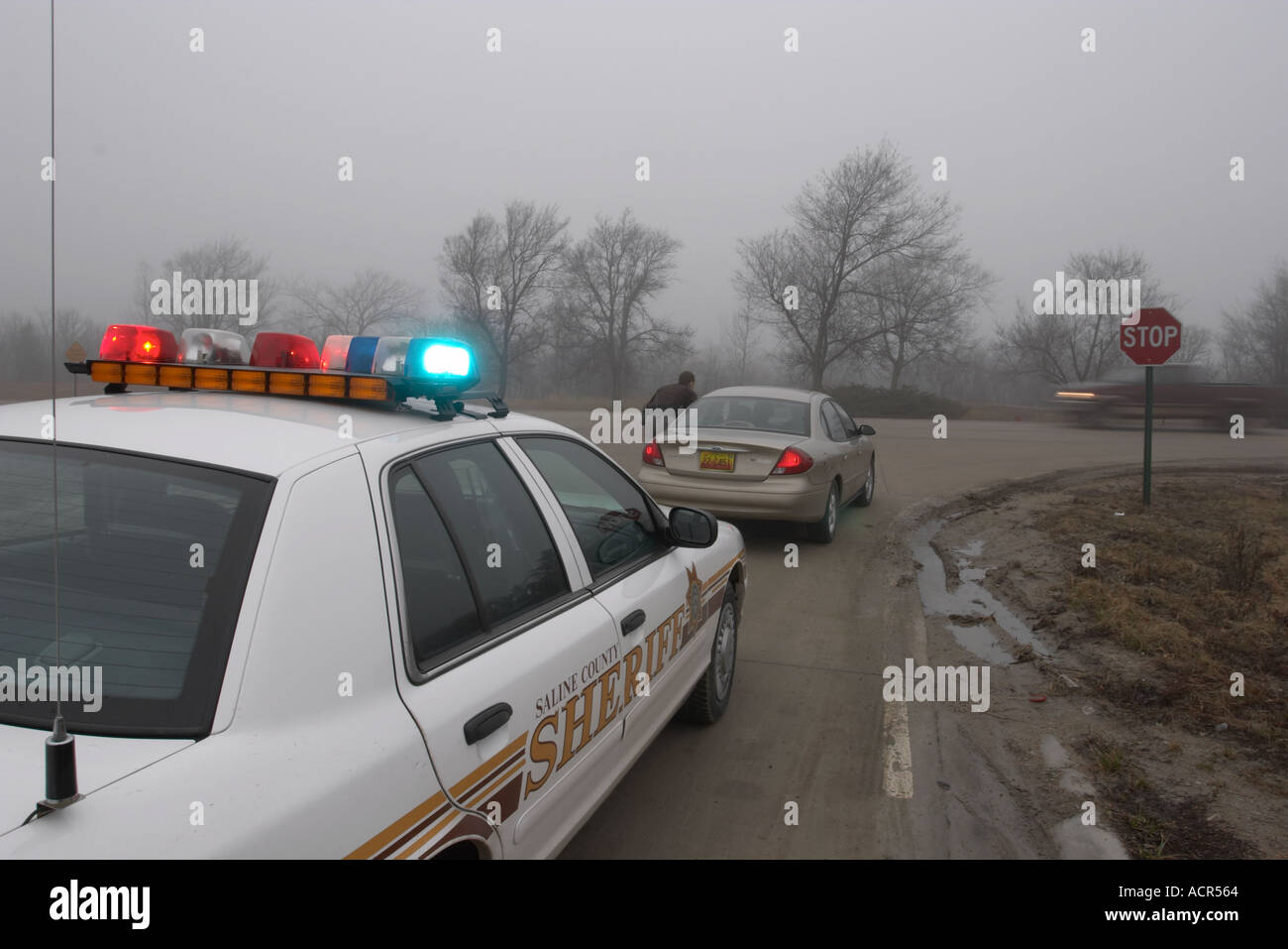 Police conducting traffic stop. Deputy sheriff stopping vehicle for ...