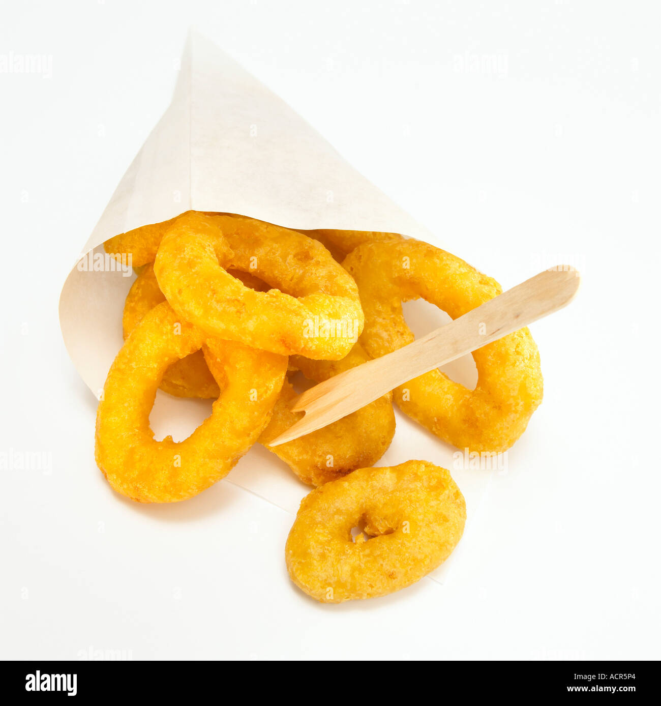 Fried calamari-rings in paper bag Stock Photo - Alamy