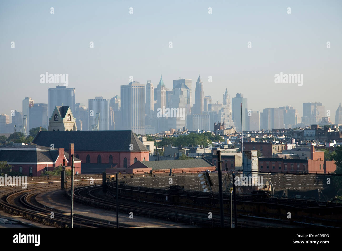 View of Manhattan from Brooklyn Subway Station Stock Photo - Alamy