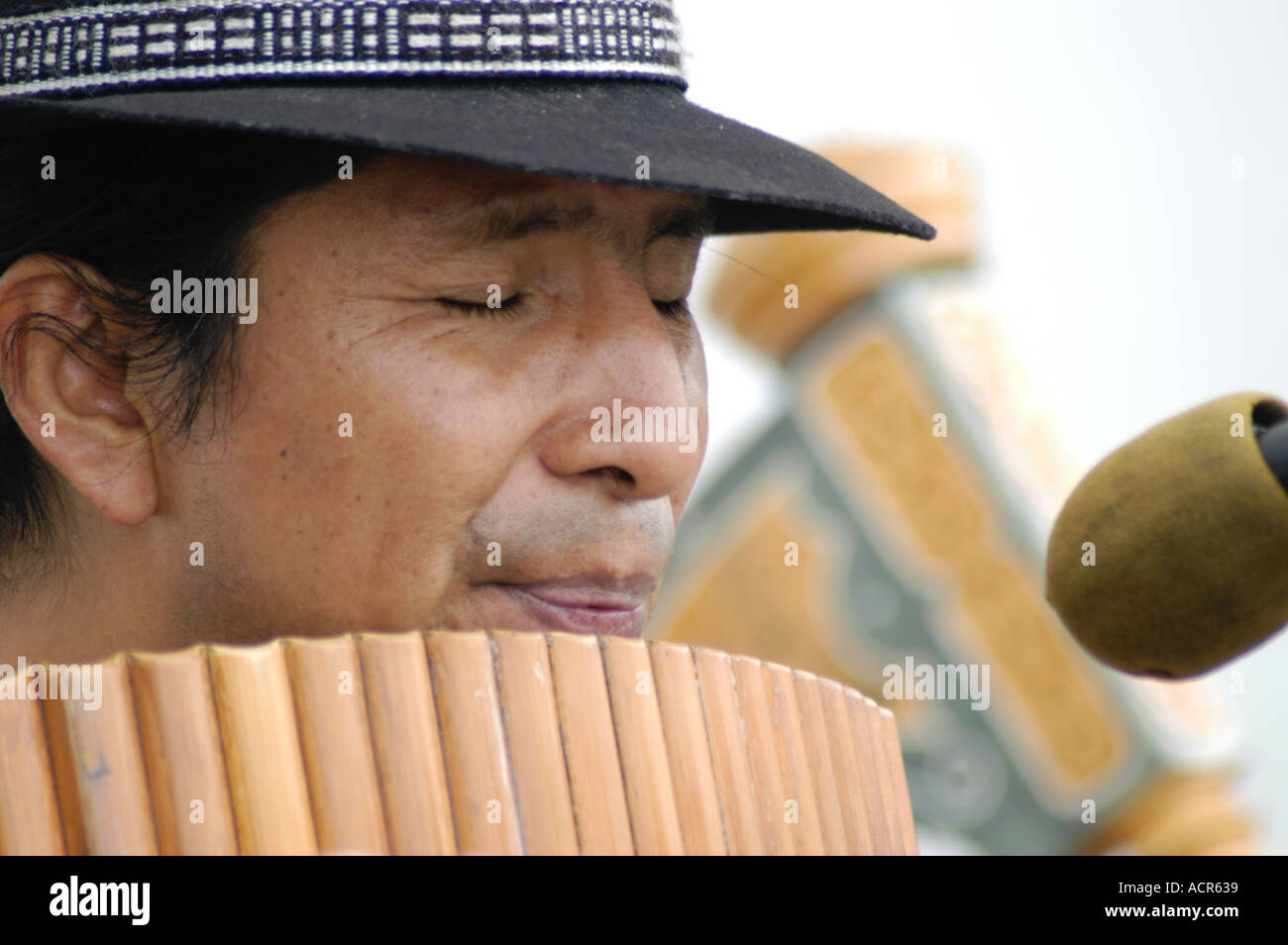 piper playing pan pipes at Teguise market in Lanzarote Stock Photo - Alamy