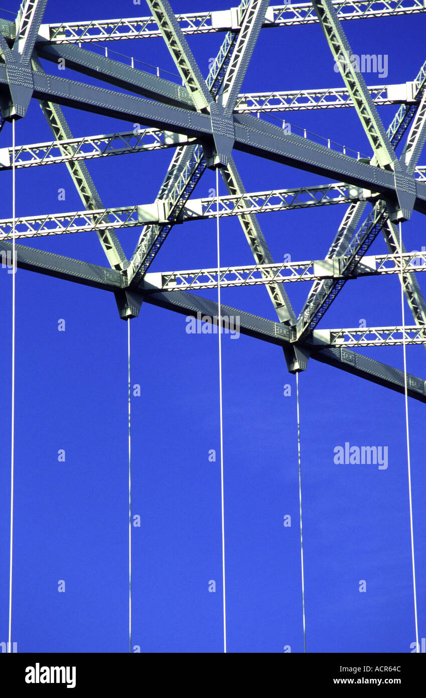 Graphic detail of suspension bridge Stock Photo - Alamy