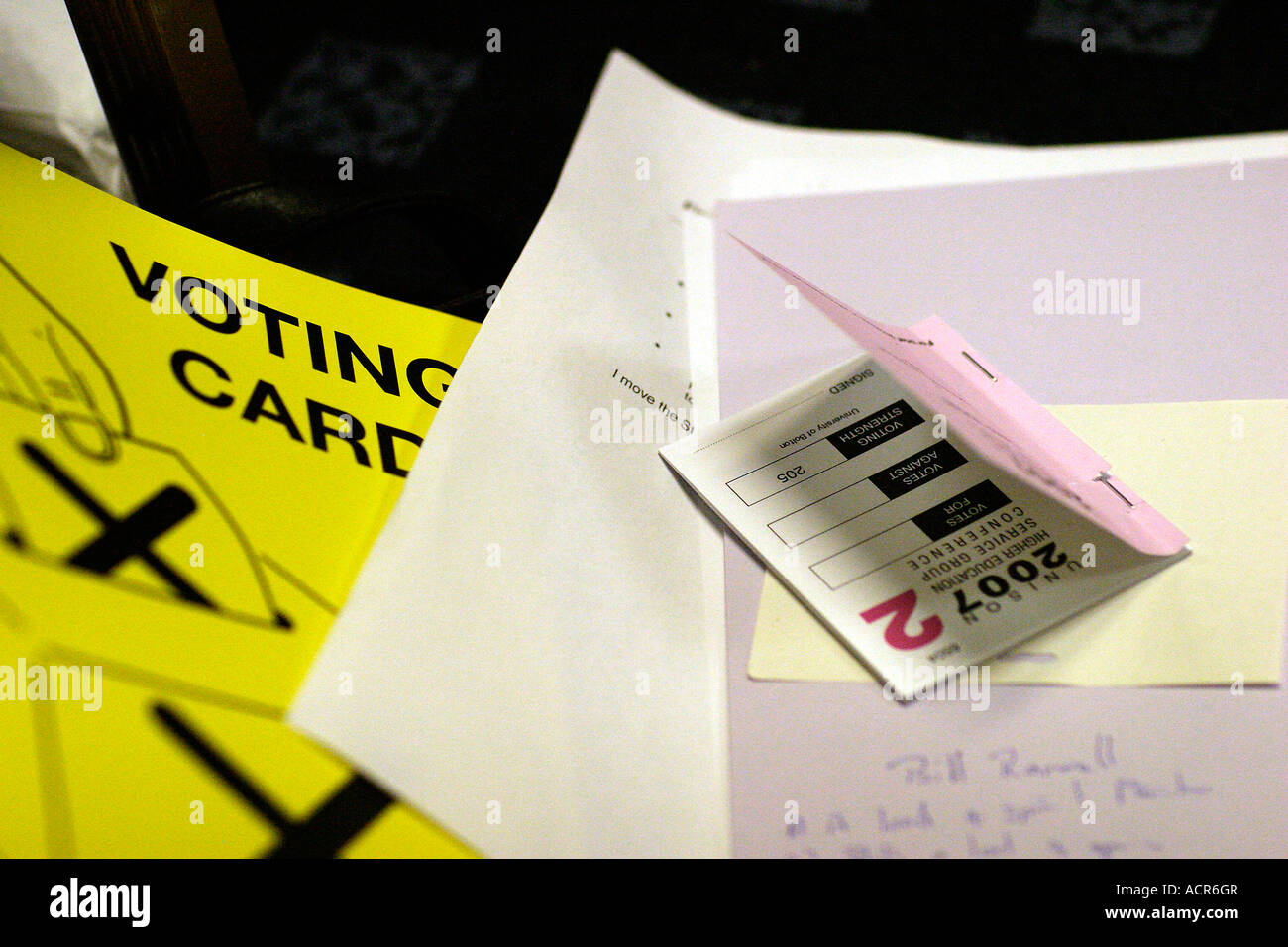 Voting cards Unison Higher Education Service Group Conference Britannia ...