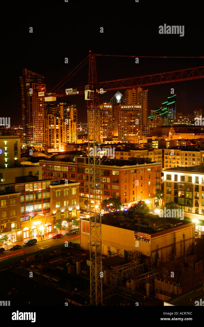 Downtown San Diego and the Gaslamp District at night California Stock ...
