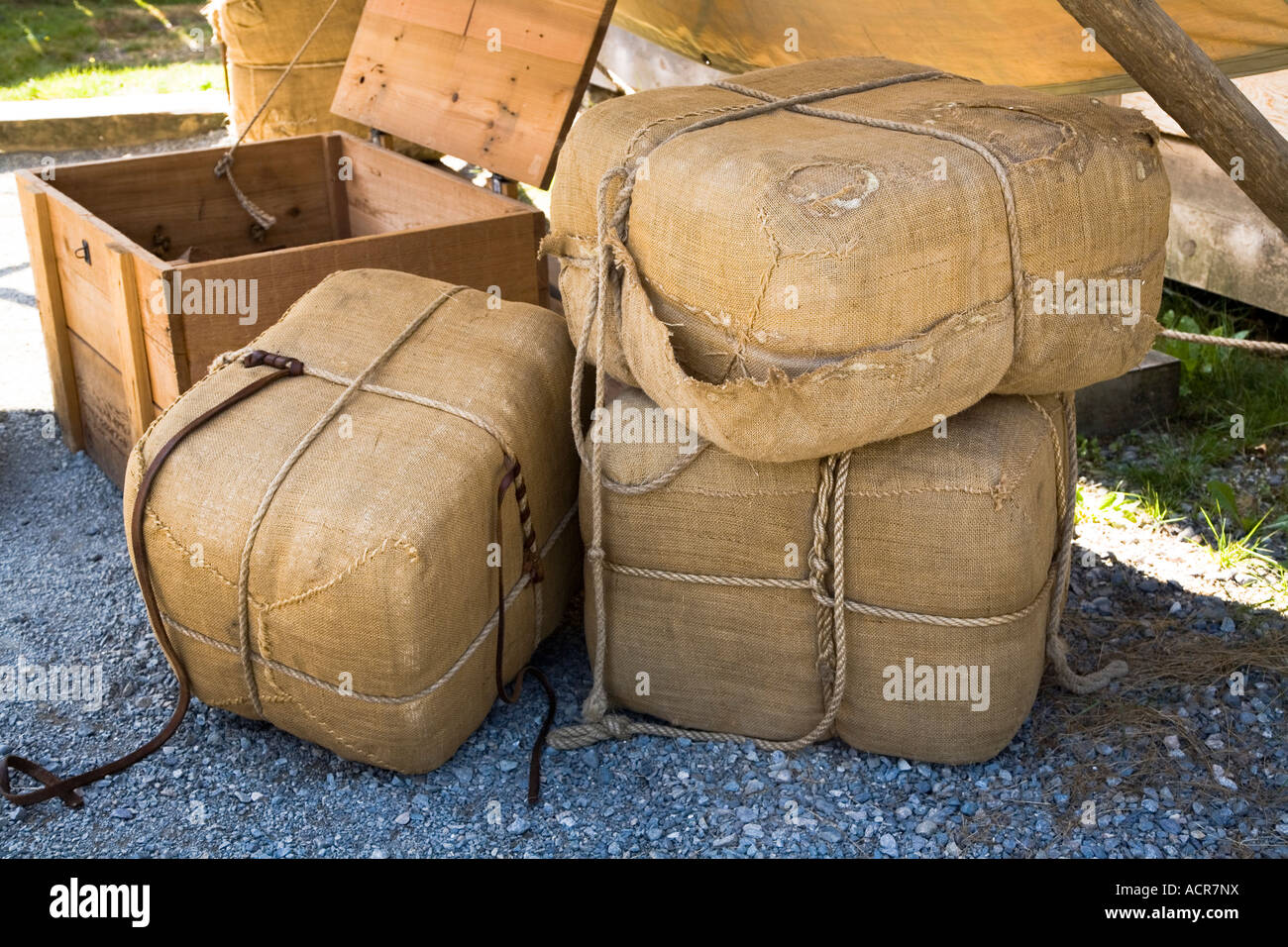 Bales of fur packaged ready for shipping Fort Langley National Historic ...