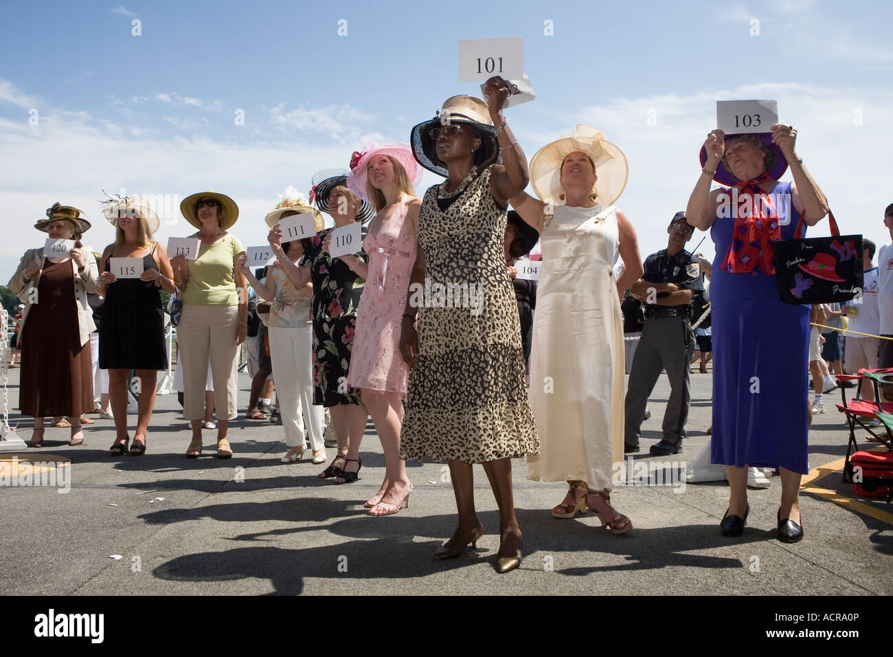 Women contestants at annual hat contest at the race track Saratoga ...