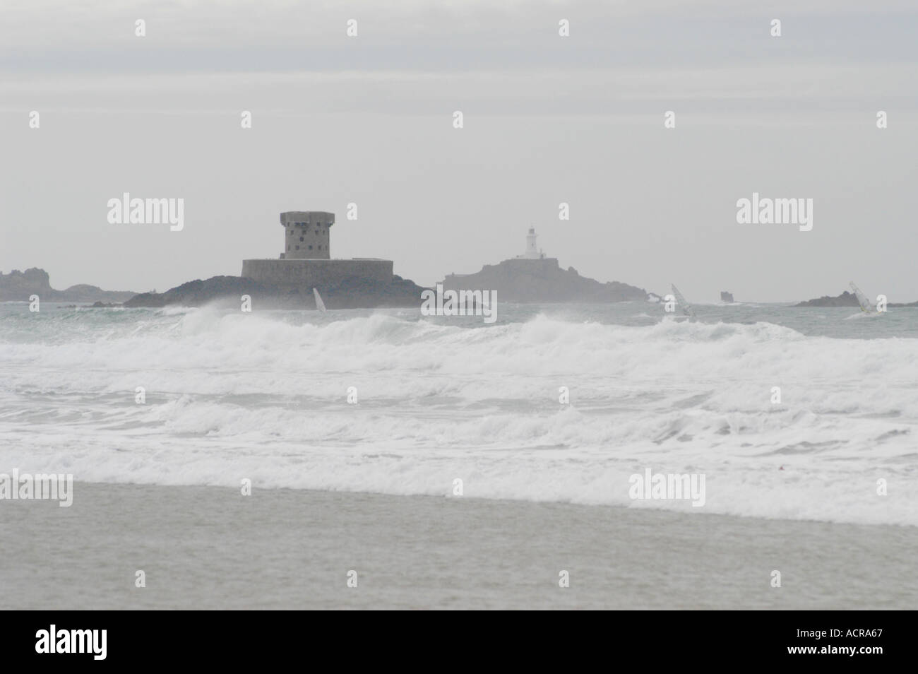 Sea defences left over from the German occupation of Jersey in the ...