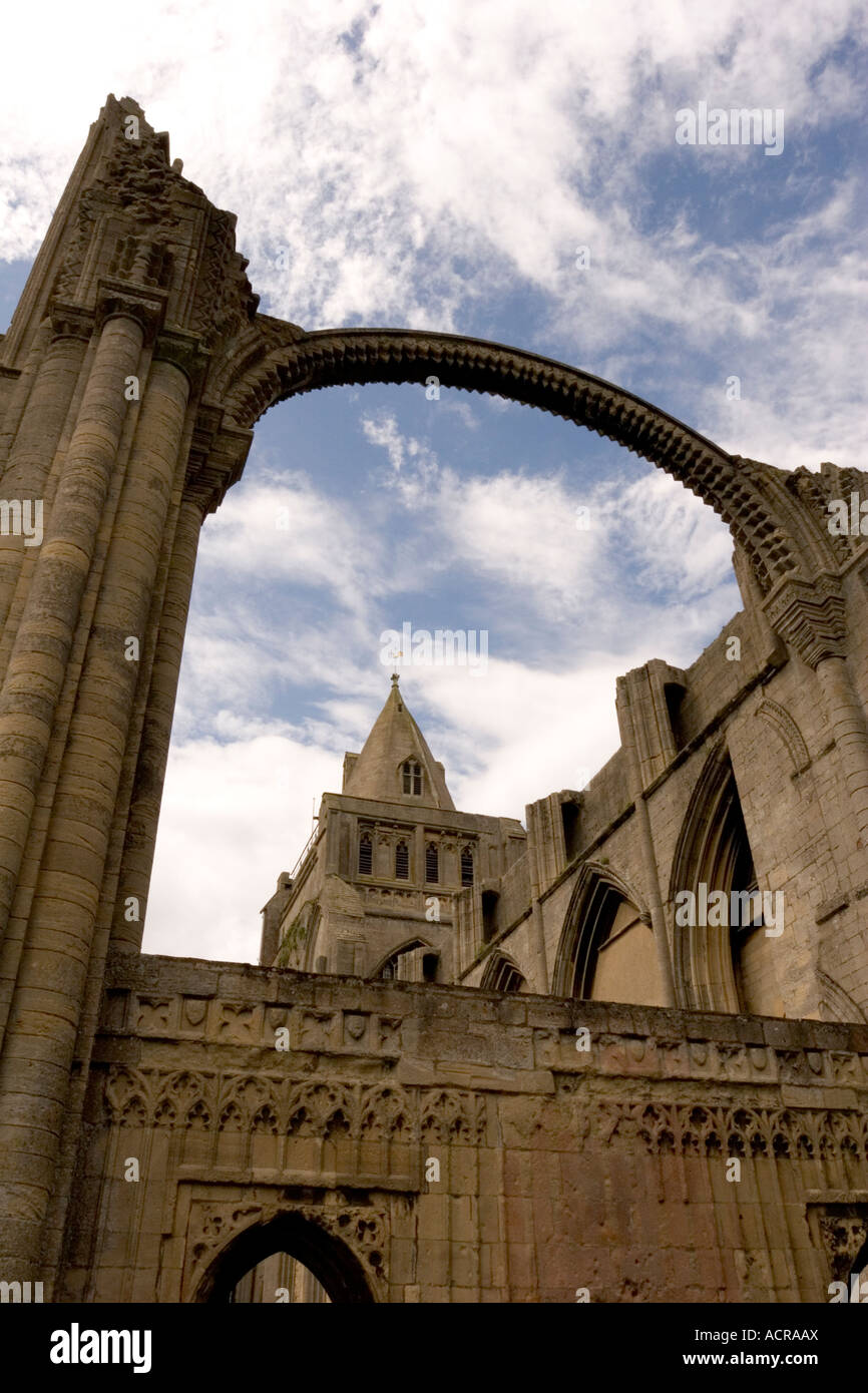 Looking up at the Dogtooth Arch, Crowland Abbey Stock Photo - Alamy