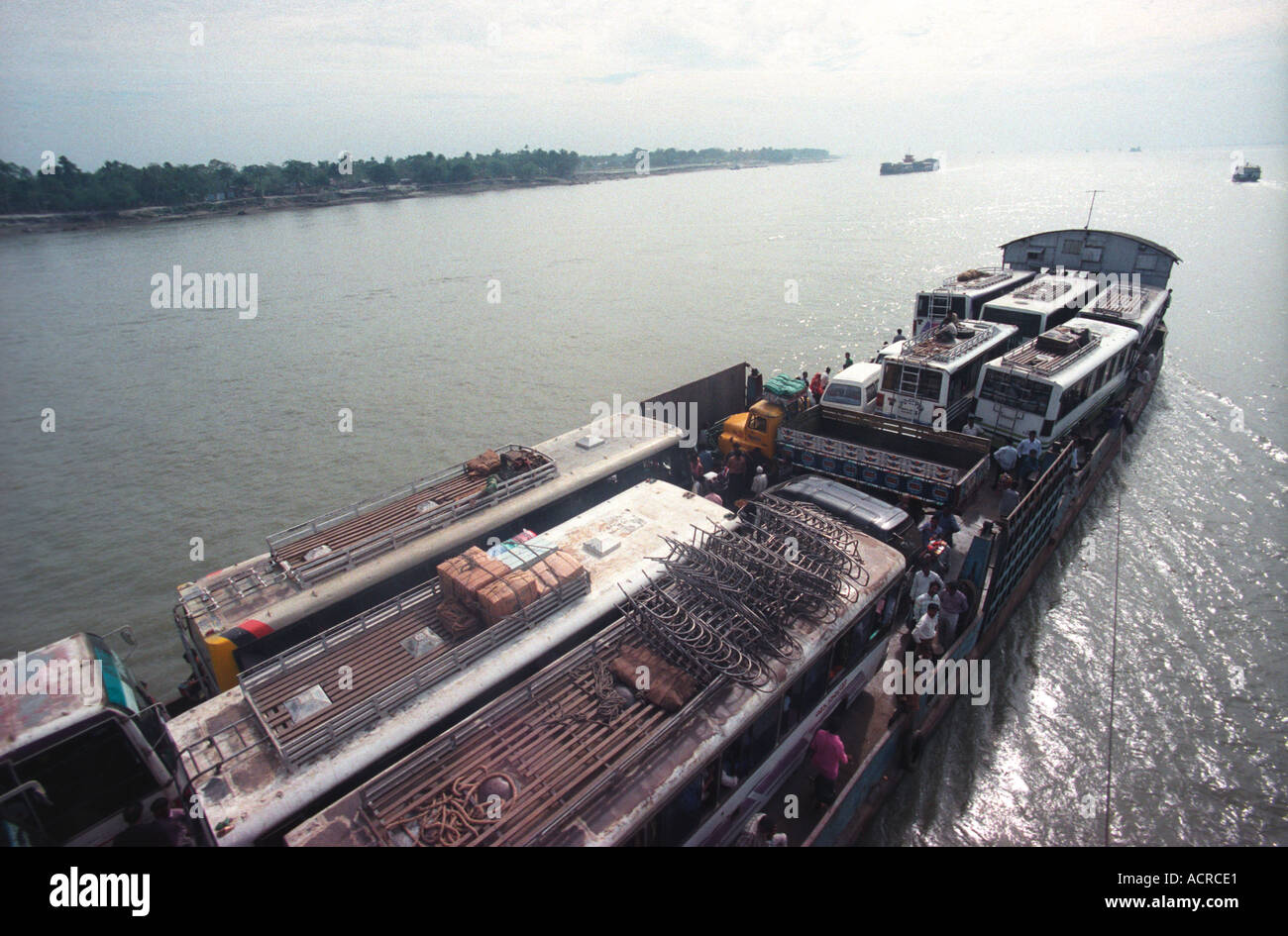 Buses travelling on ferry in Bangladesh Stock Photo - Alamy