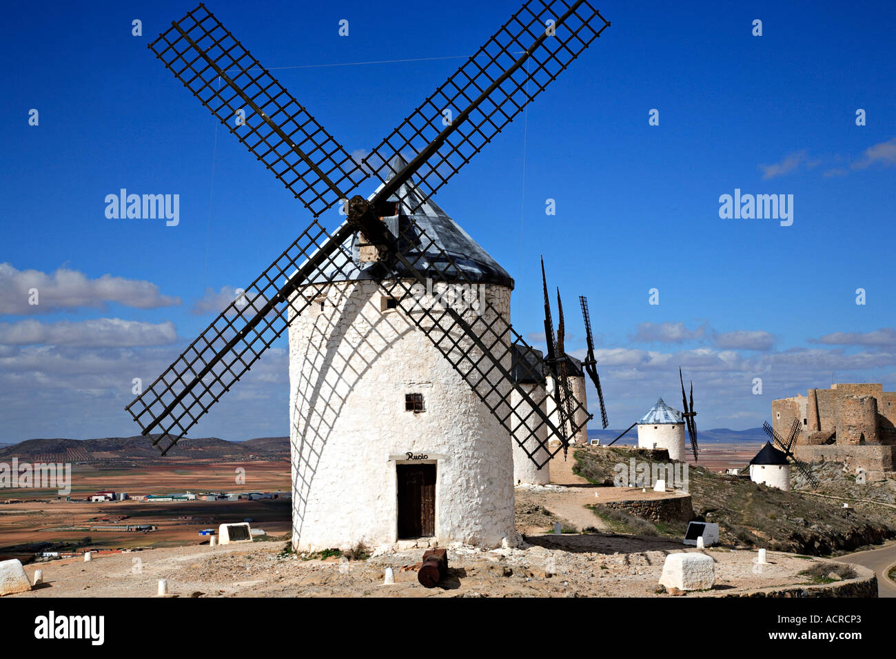 Spanish windmill in Consuegra, Mancha, Spain Stock Photo - Alamy