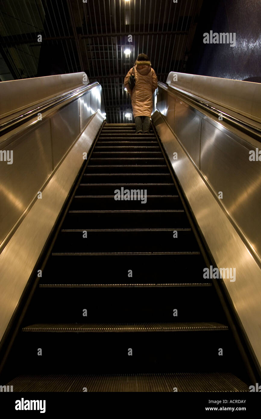 Escalator - North Greenwich Underground Station - London Stock Photo ...