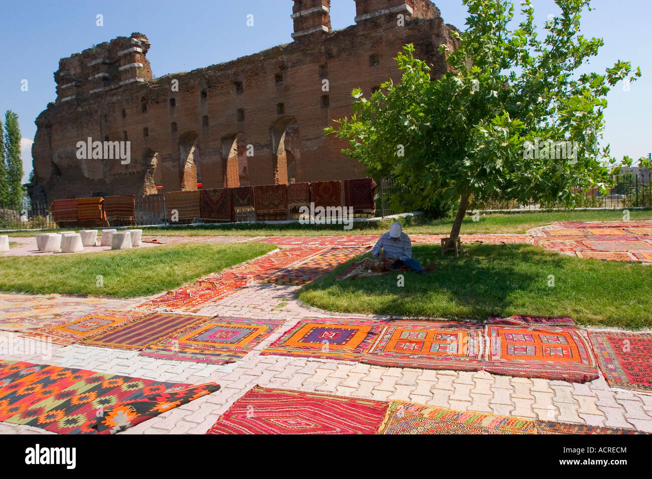 Local kilims sold in front of the Temple of Serapis Red Hall Basilica ...