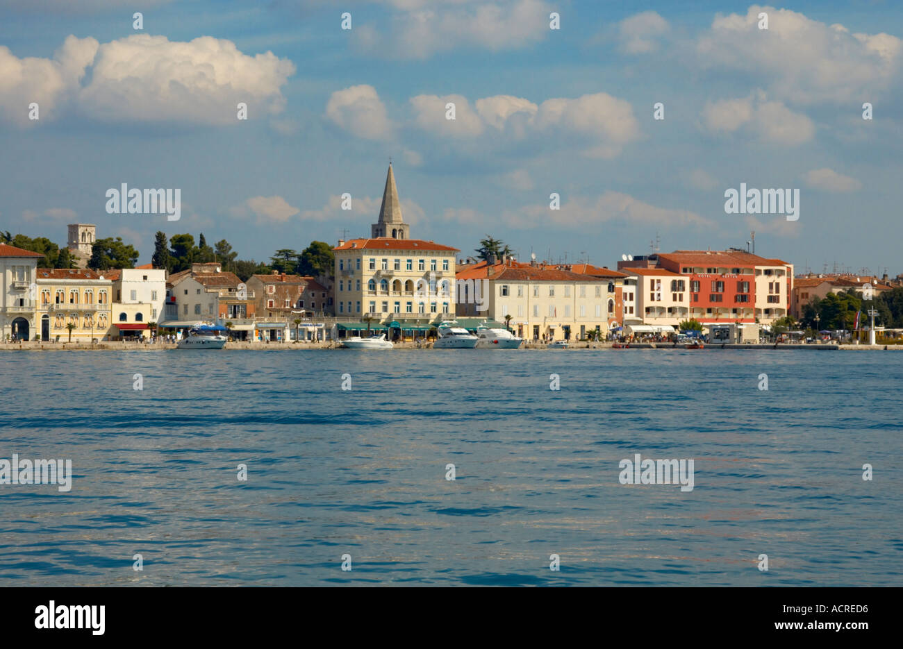 Porec harbour Croatia from Otok Sv Nikola Stock Photo - Alamy