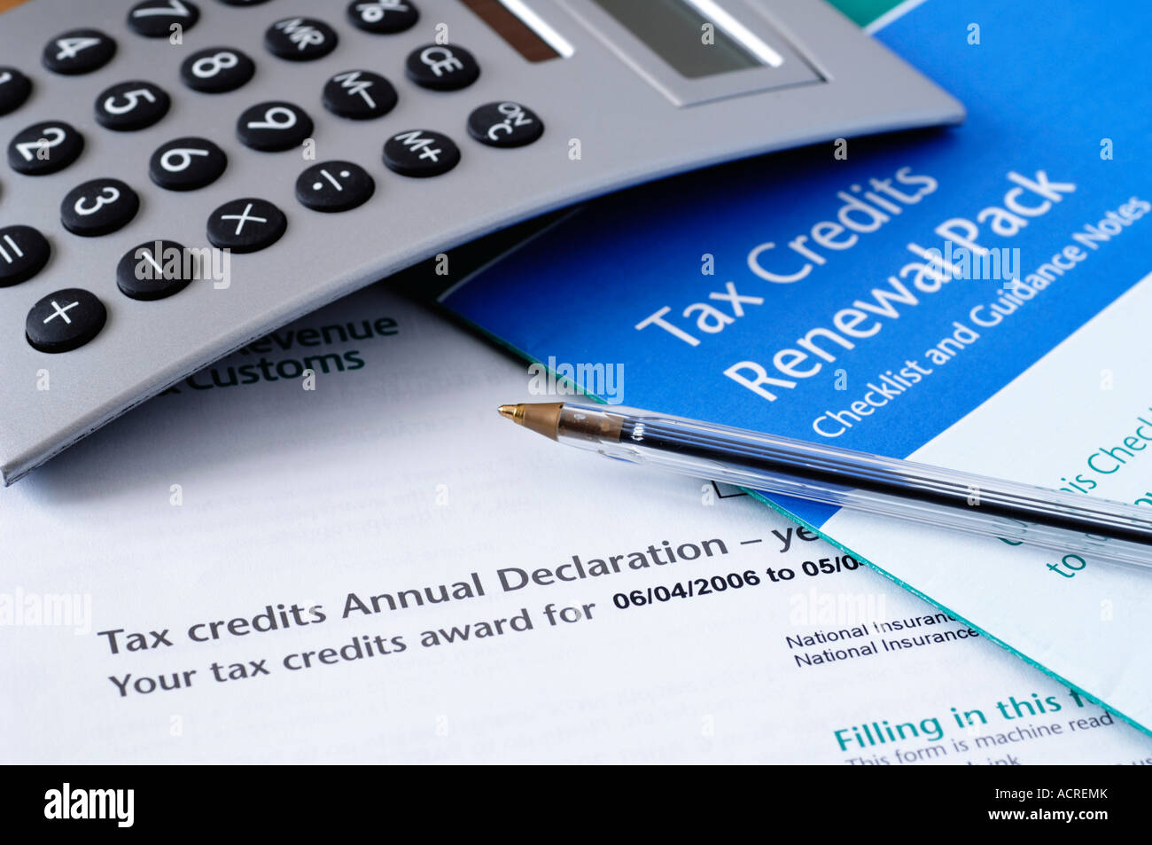 UK Tax Credit forms Stock Photo - Alamy