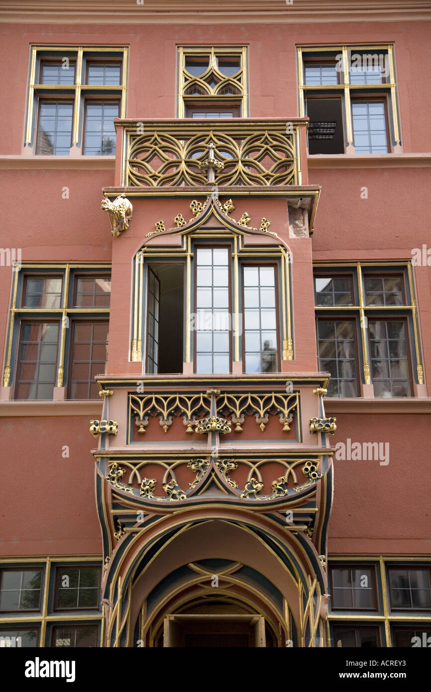Haus zum Walfisch (House of the Whale) with gilded late-Gothic oriel ...