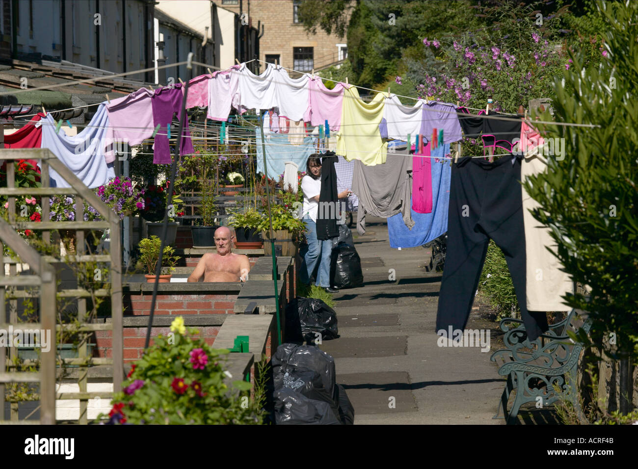 typical back of terrace scene in urban England Stock Photo - Alamy
