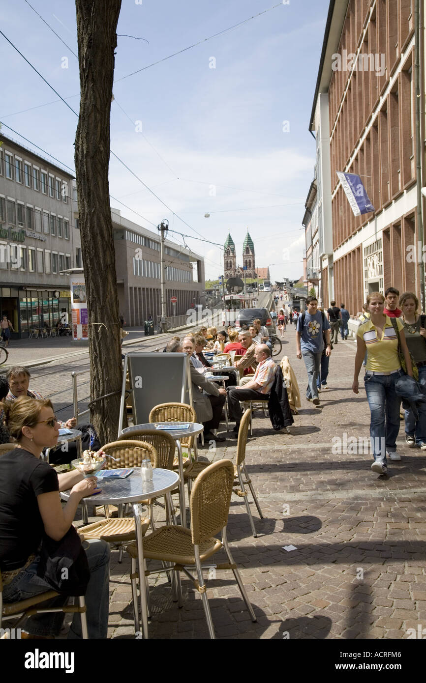 Ice cafe and the towers of herz jesu church hi-res stock photography ...