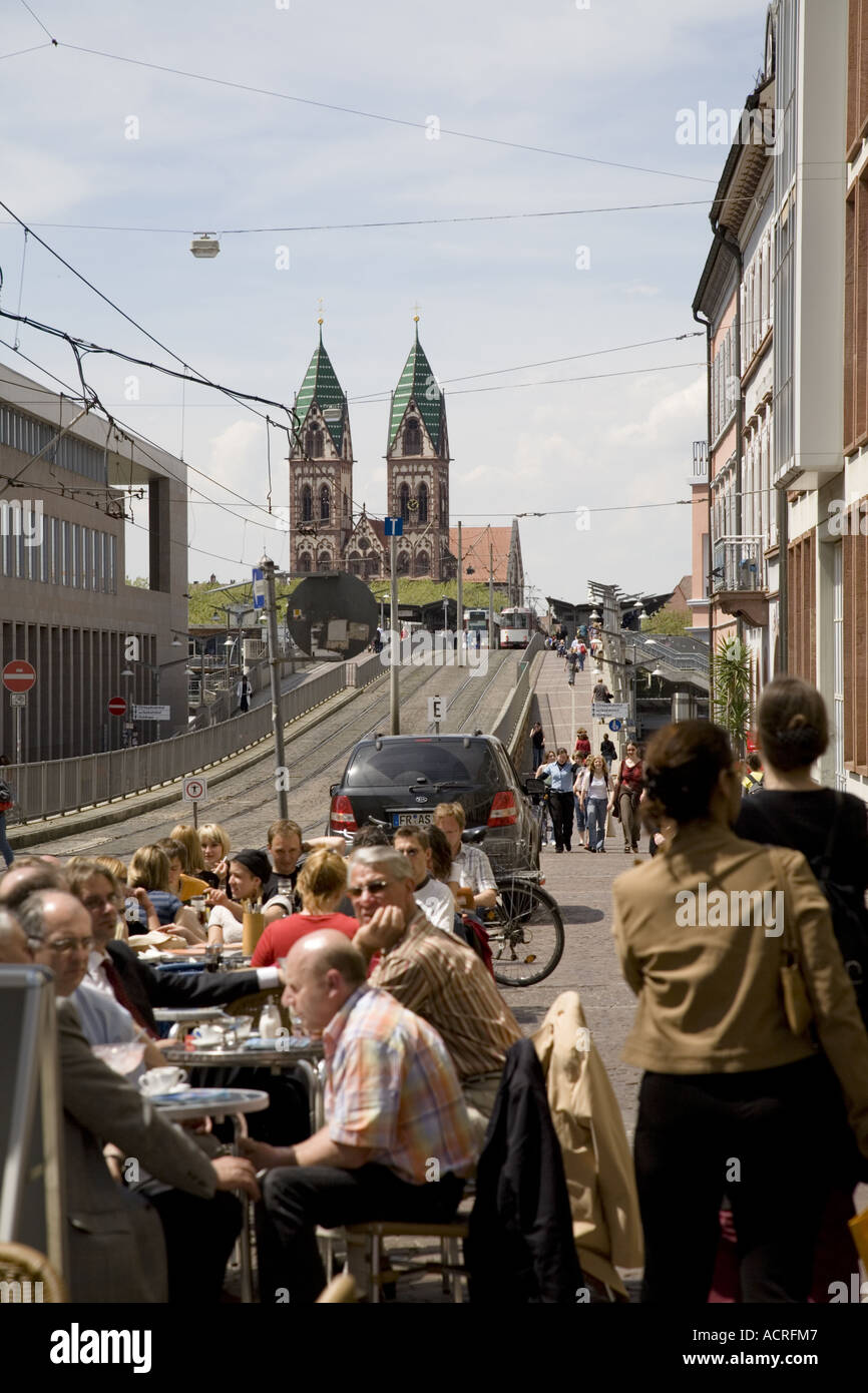 Ice cafe and the towers of herz jesu church hi-res stock photography ...