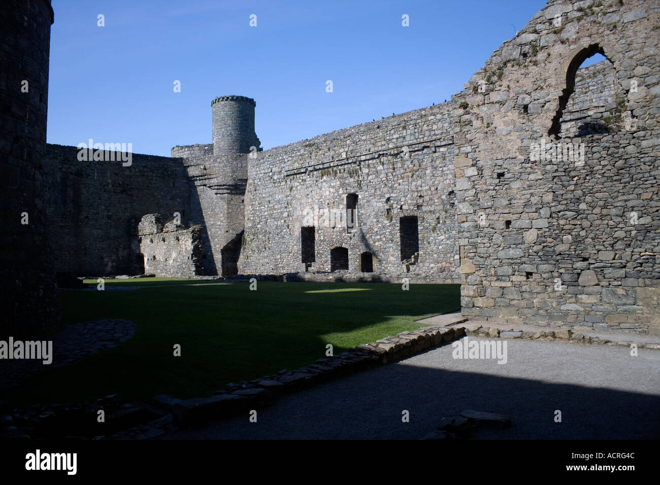 Harlech Castle interior North Wales Stock Photo - Alamy