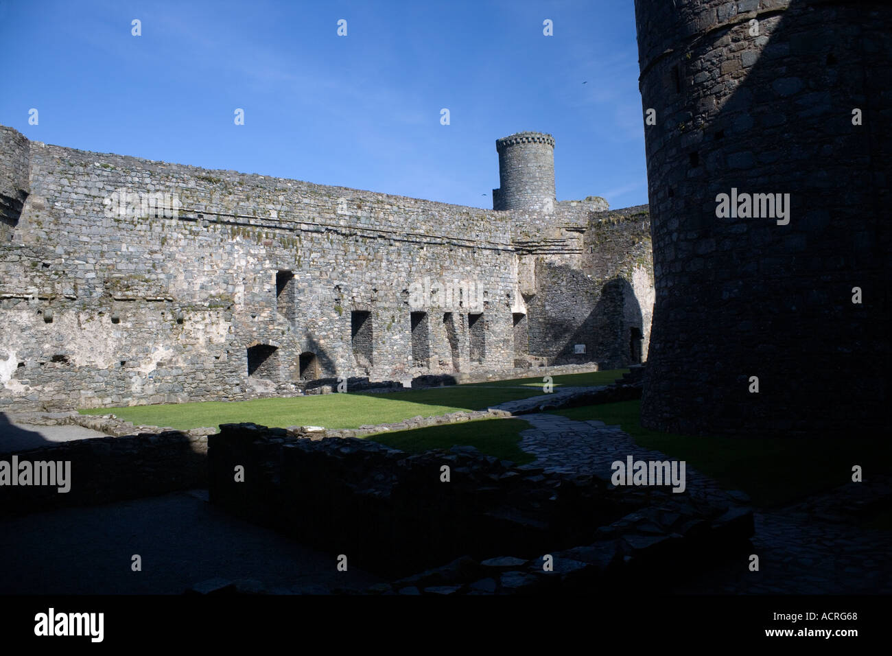 Harlech Castle interior North Wales Stock Photo - Alamy