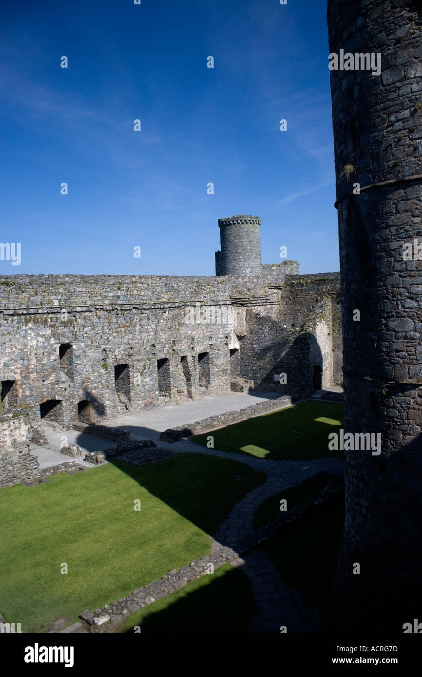 Harlech Castle interior North Wales Stock Photo - Alamy