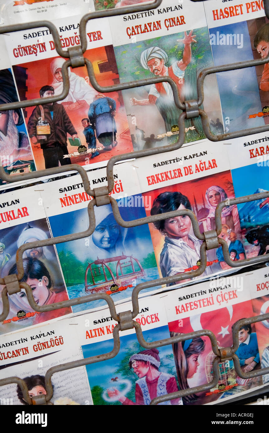 Series of brightly coloured Turkish book covers with well-meaning ...