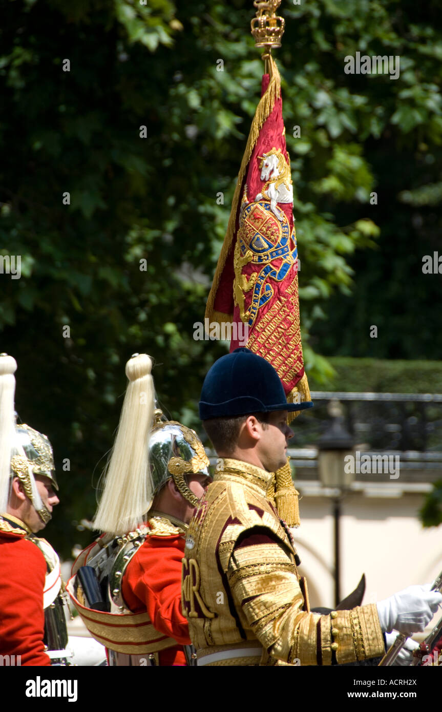 Regimental colour and Life Guards at the Trooping the Colour, the ...