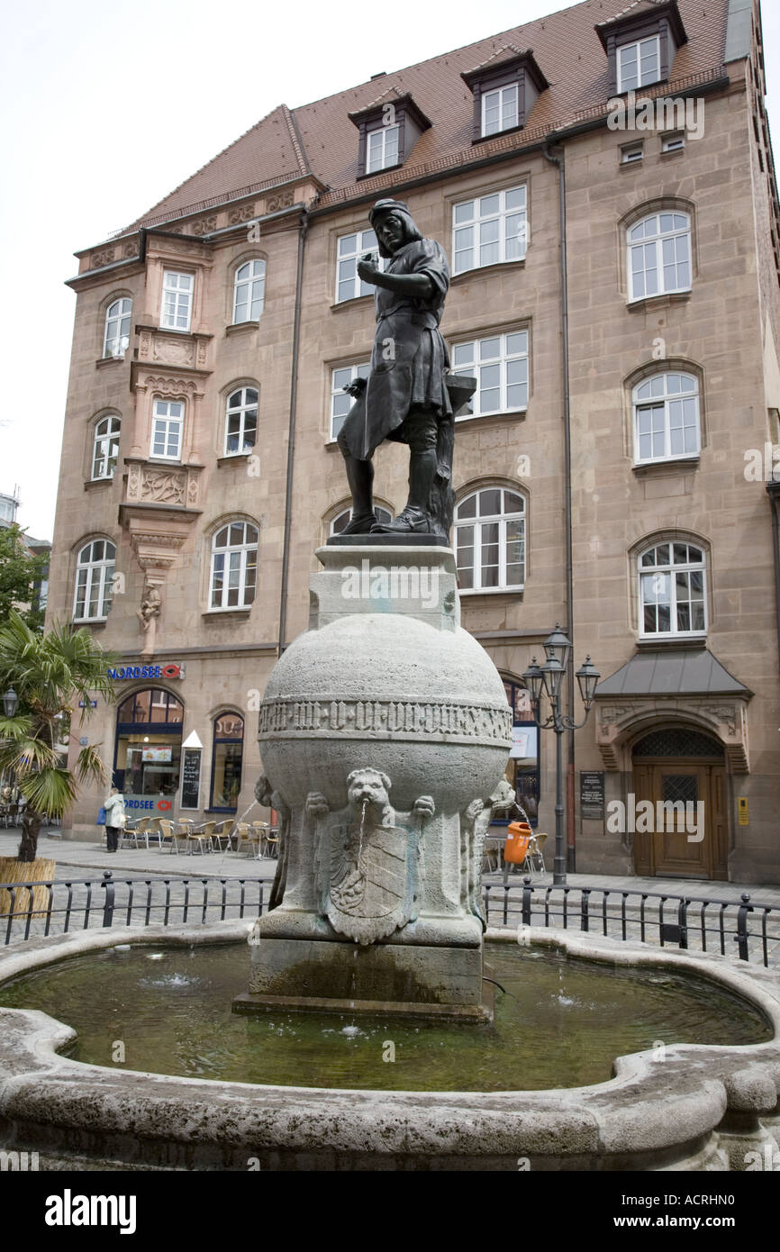 Peter Henlein Brunnen, Fountain, Hefnerplatz, Nuremberg, Germany Stock ...