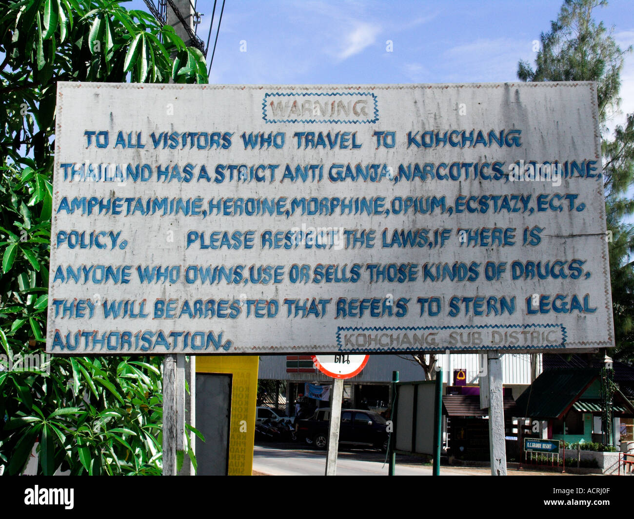 Drug warning sign Ko Chang Thailand Stock Photo - Alamy