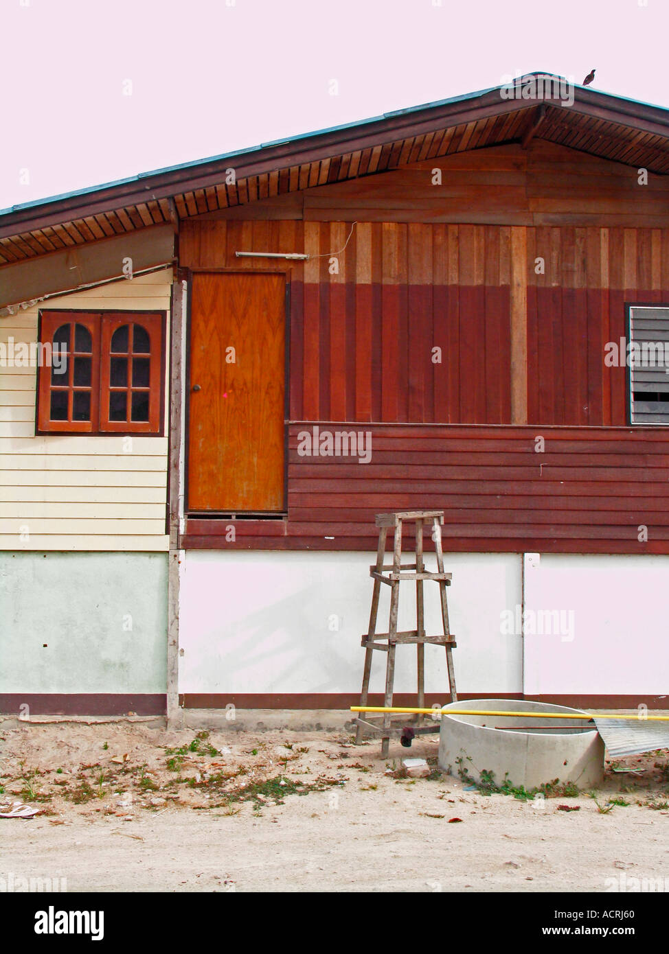 External door in building five feet above ground level missing stairs ...