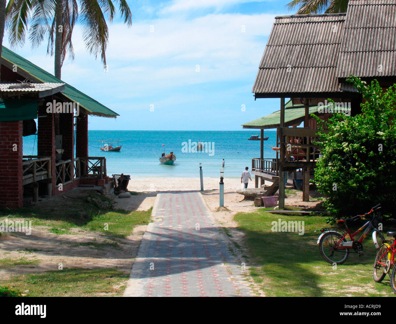 Bungalows and Hat Rin Nok beach Ko Pha Ngan island Thailand Stock Photo ...