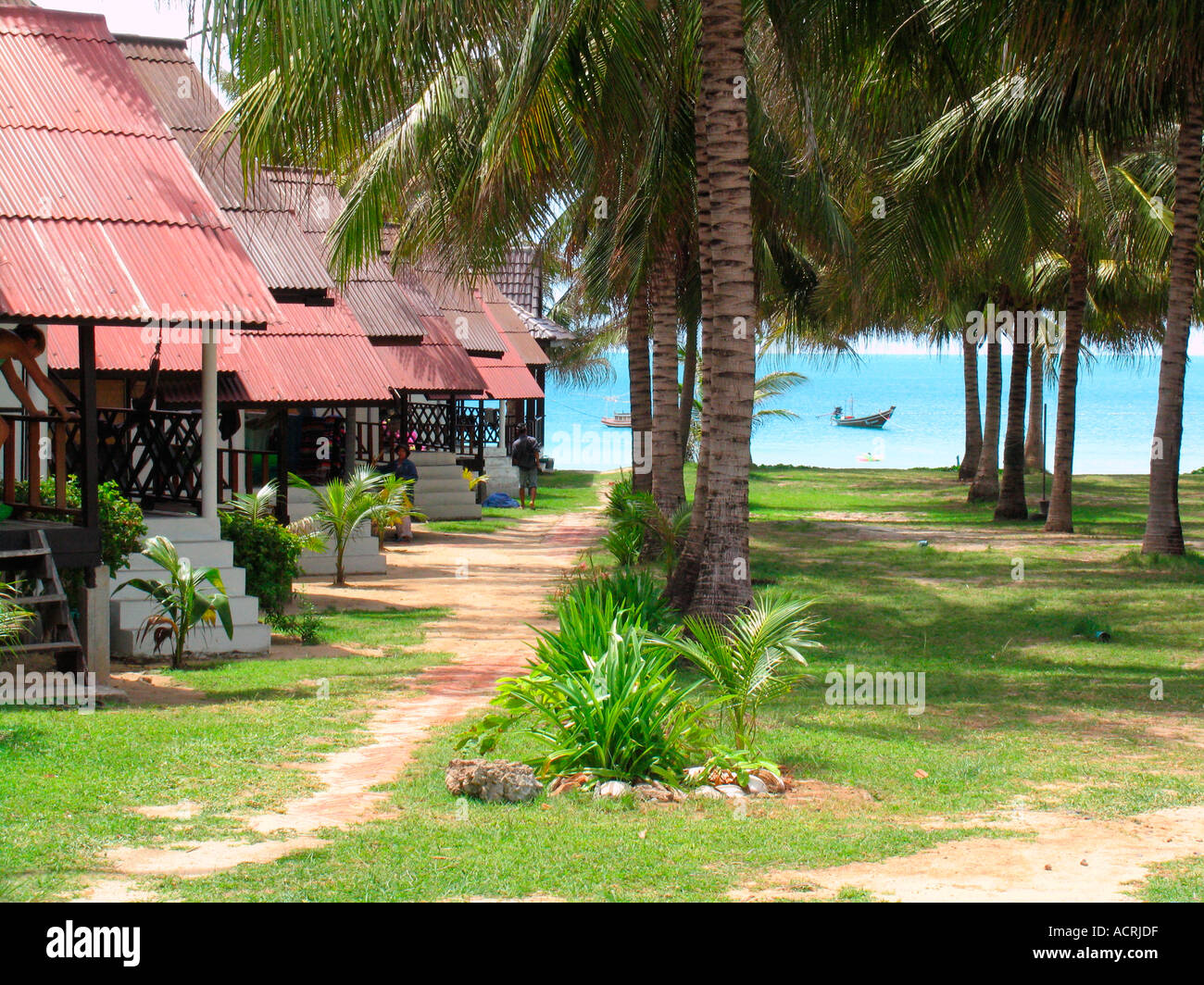 Budget bungalows at Hat Rin Nok beach Ko Pha Ngan island Thailand Stock ...