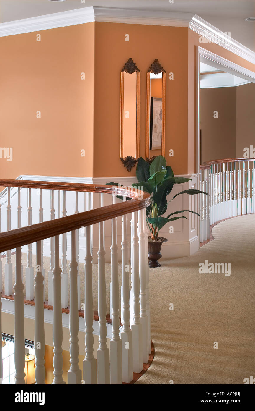 Hallway With Stair Railings, USA Stock Photo - Alamy