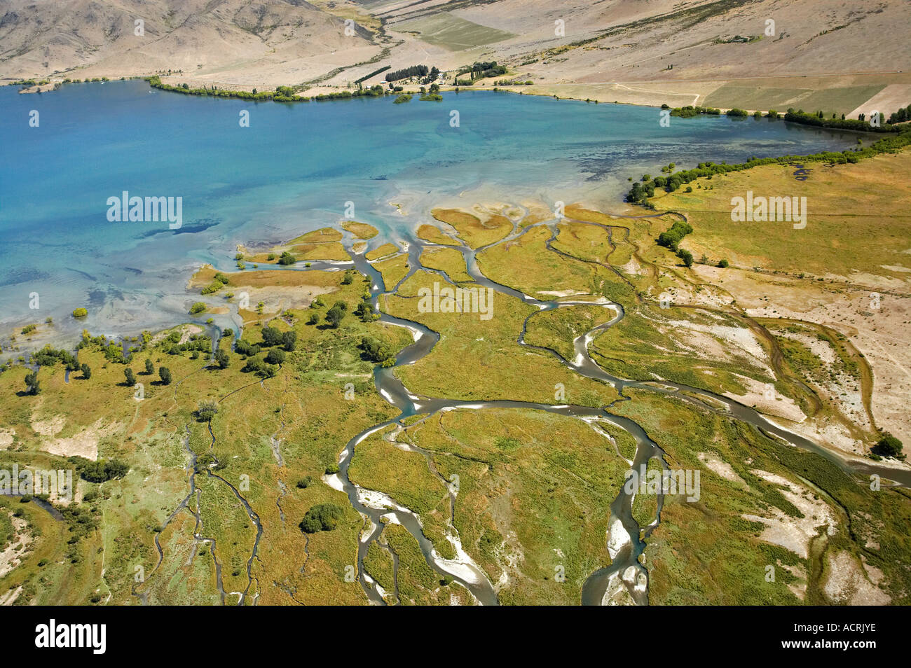 Ahuriri River and Lake Benmore Waitaki Valley South Island New Zealand ...