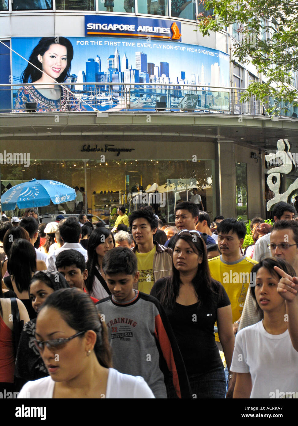 Singapore Airlines advertisement on busy Orchard Road Singapore Stock ...