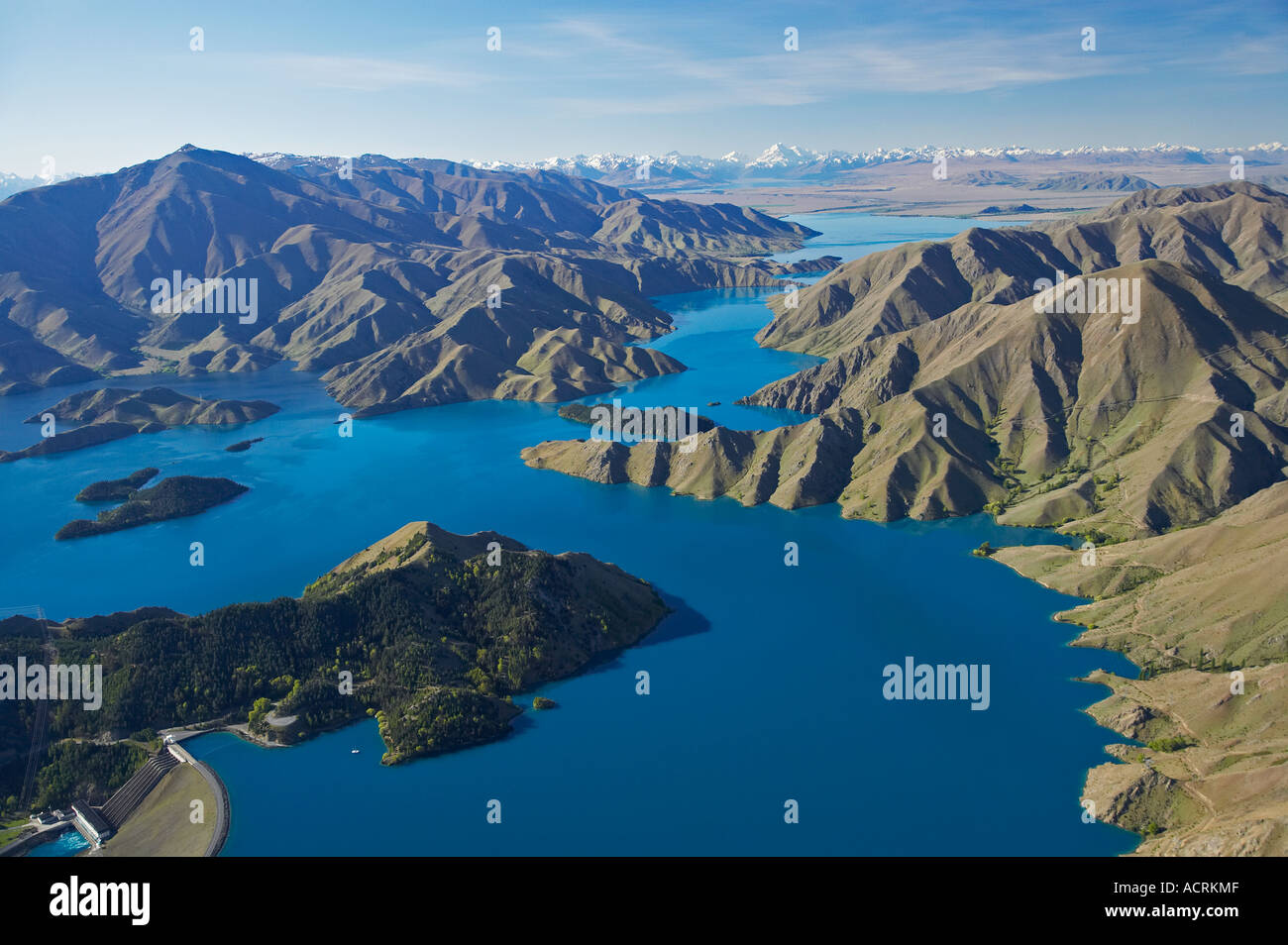 Lake Benmore Waitaki Valley North Otago South Island New Zealand aerial ...