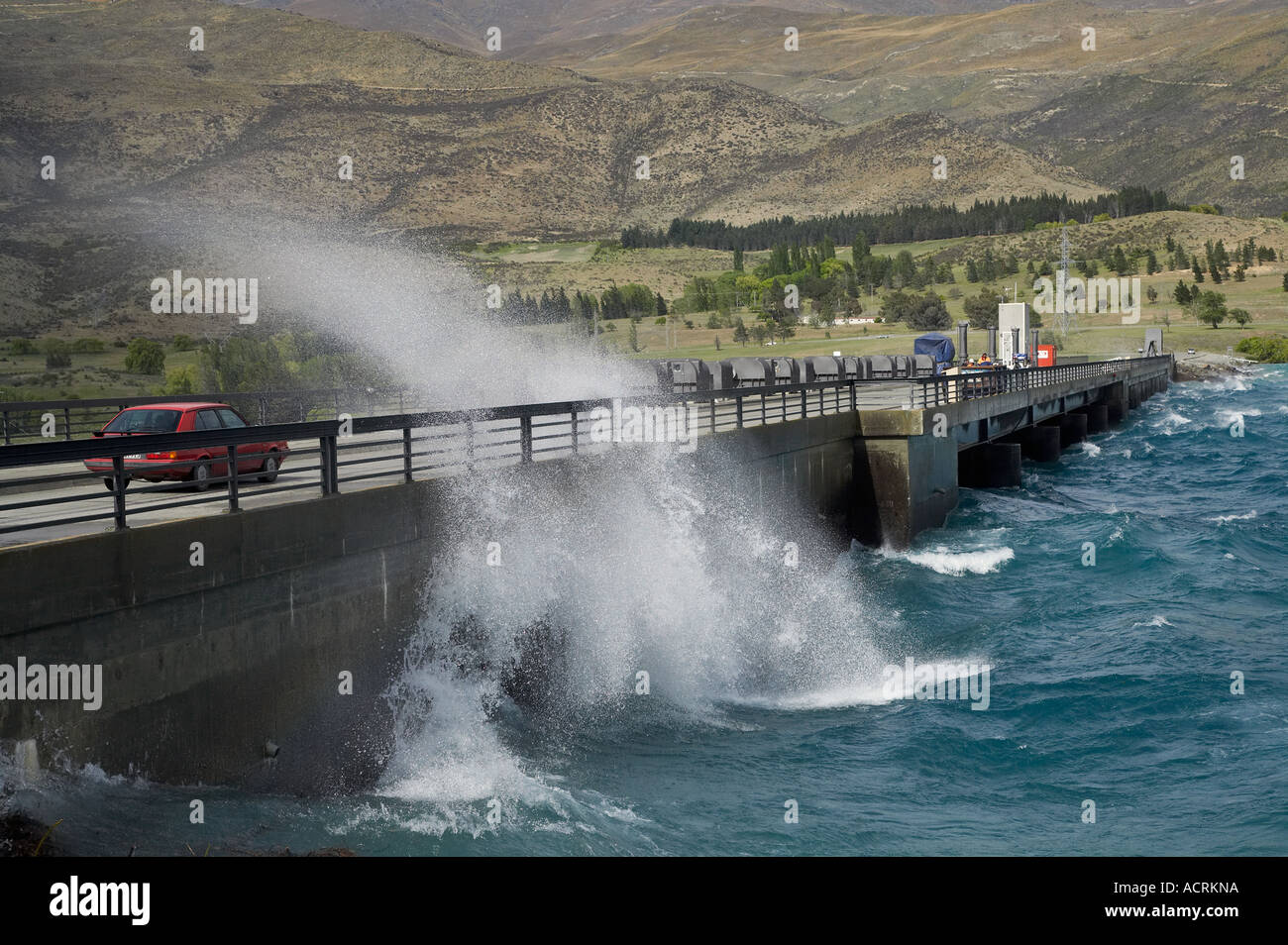 Strong Winds Blowing Waves Over Aviemore Dam Waitaki Valley North Otago ...