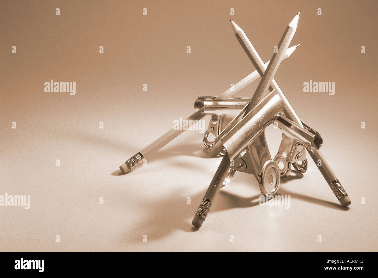 Pencil and Paper Clip Structure Stock Photo - Alamy