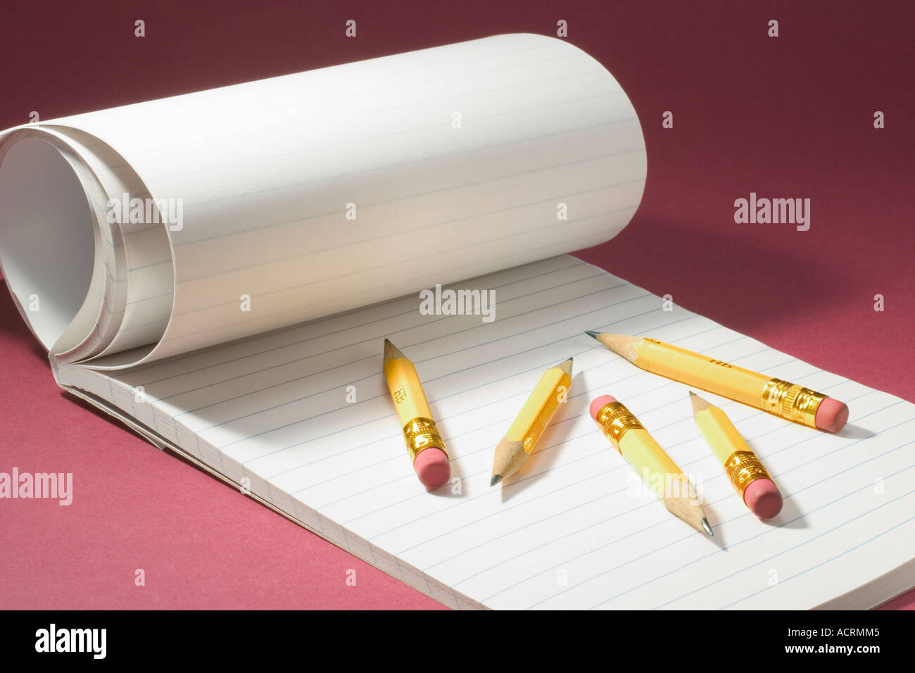 Pencil Stubs on Note Pad Stock Photo - Alamy