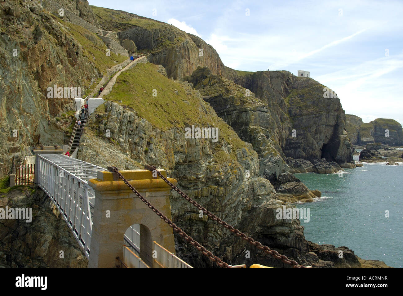 Steps bridge and Ellin's Tower South Stack Lighthouse Anglesey North ...