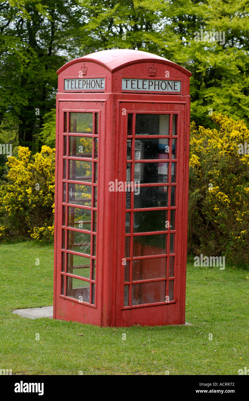 Old english telephone booth Dartmoor National Park Devon England Stock ...