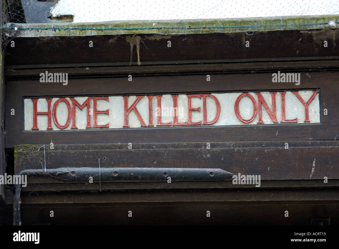 Home Killed Only Sign ata butchery in Salisbury Wiltshire England Stock ...