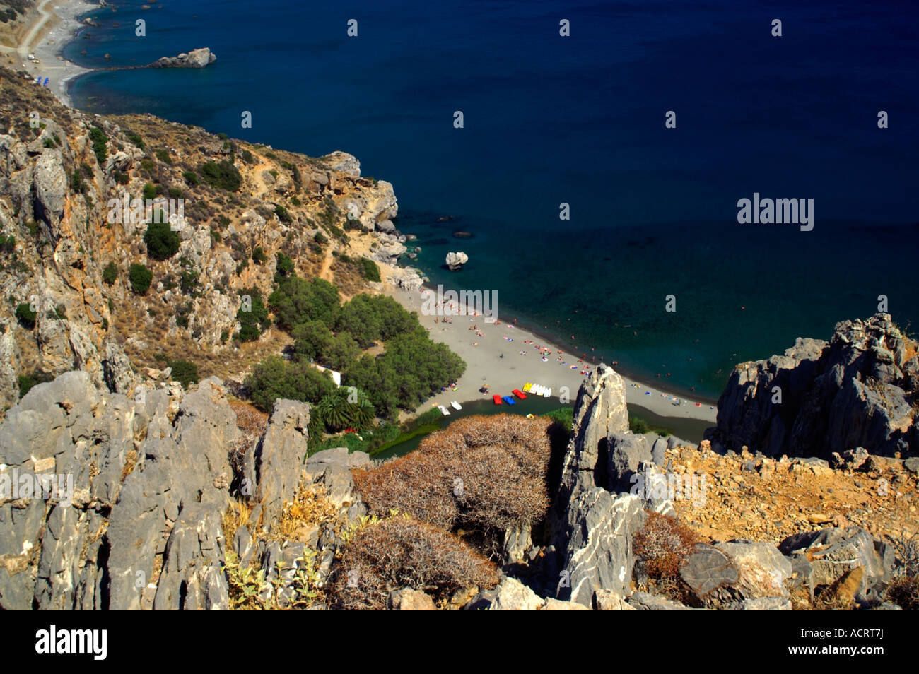 Looking down from above Preveli Palm Beach Crete Stock Photo - Alamy