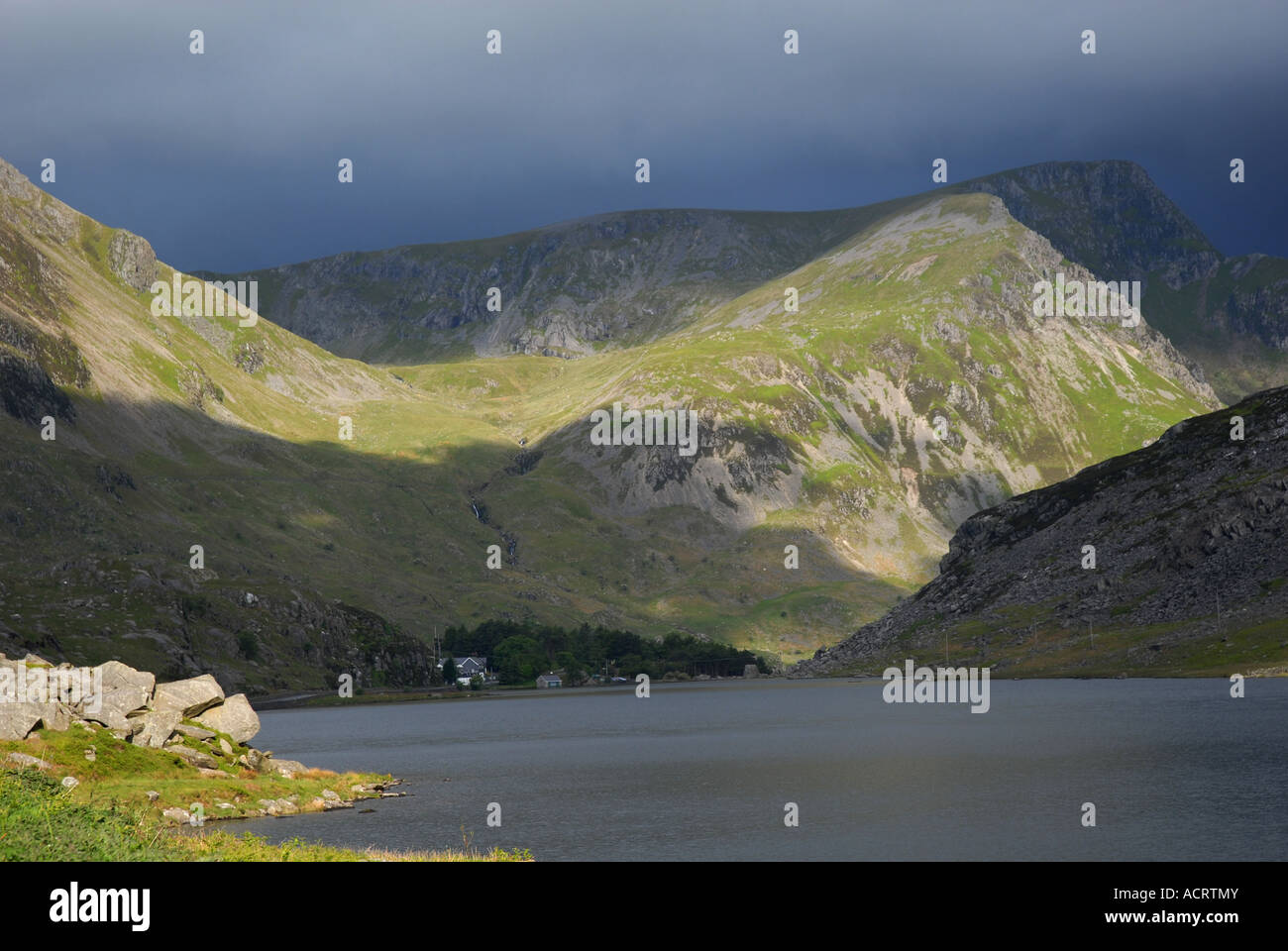 Shadows on mountain scenery, Snowdonia National Park, Gwynedd, North ...