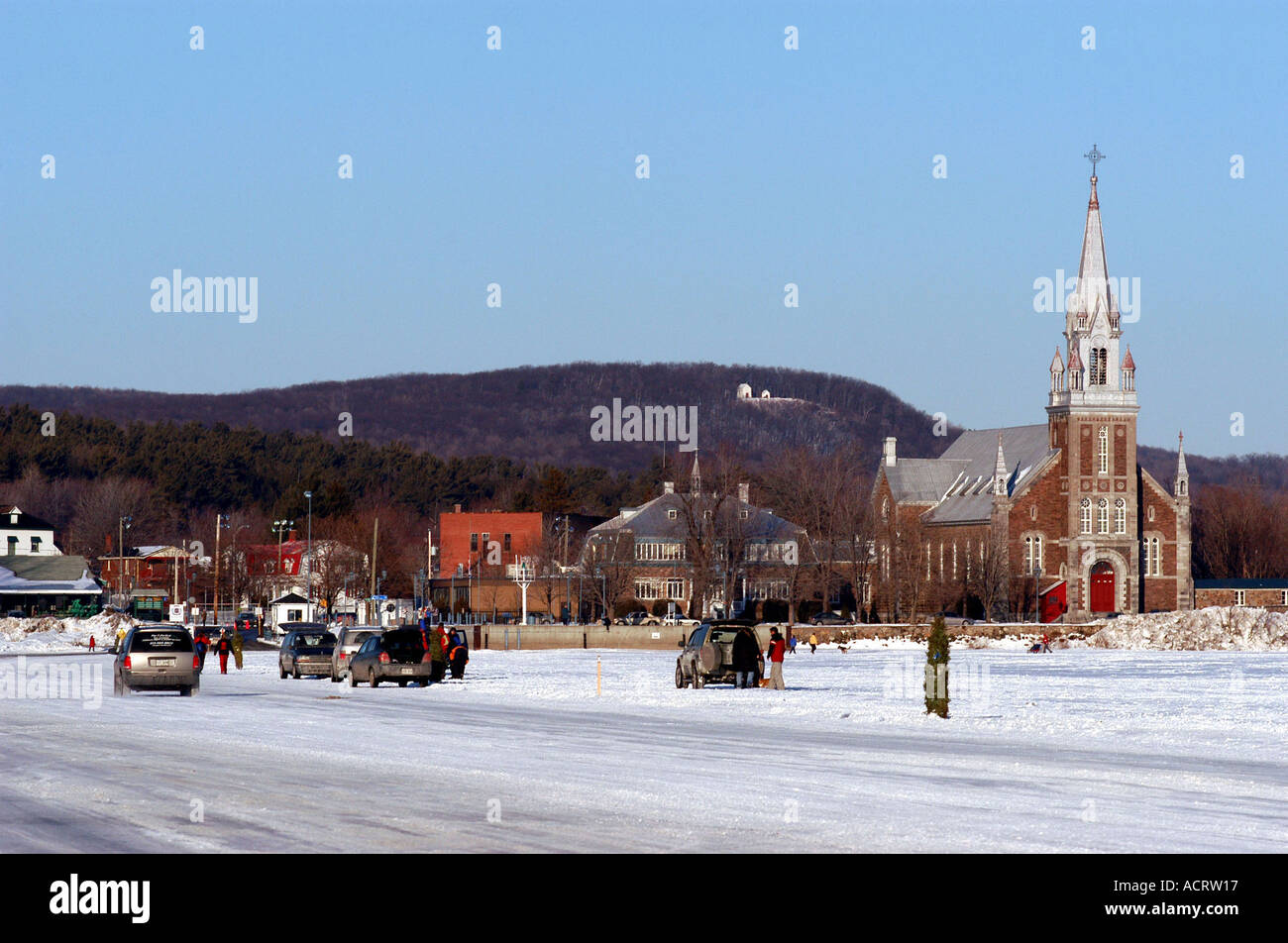 Village of Oka and ice bridge Monteregie area Province of Quebec Canada ...