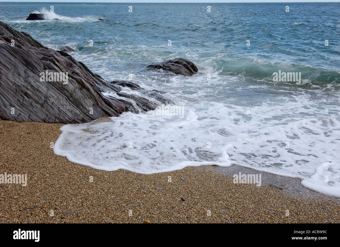 Slate rocks at the beach Slapton Sands South Devon England Stock Photo ...